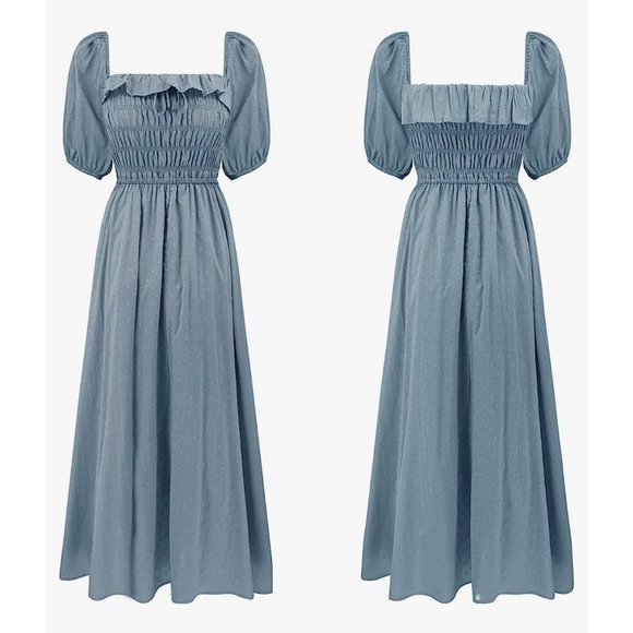 Dresses | Smoky Blue Aline Cottagecore Dress Nwt | Poshmark